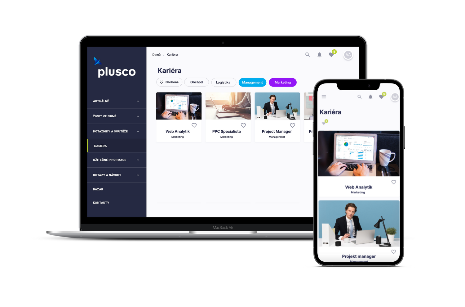 Nábory s modulem Kariéra - PLUSCO - APLIKACE PRO INTERNÍ KOMUNIKACI